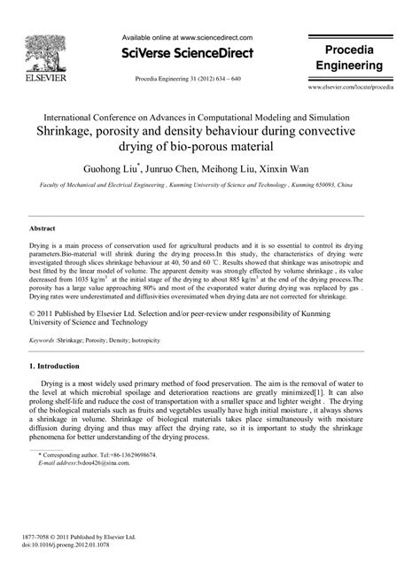 Pdf Shrinkage Porosity And Density Behaviour During Convective