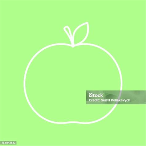 녹색 배경에 사과의 윤곽입니다 사과 벡터 그림입니다 주당순이익 10 개발에 대한 스톡 벡터 아트 및 기타 이미지 개발 건강한 생활방식 건강한 식생활 Istock
