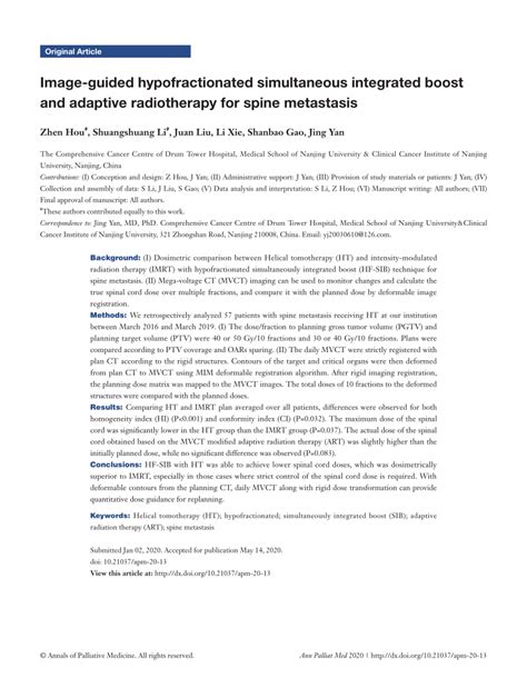 Pdf Image Guided Hypofractionated Simultaneous Integrated Boost And Adaptive Radiotherapy For