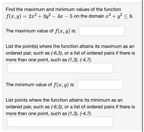 Solved Find The Maximum And Minimum Values Of The Function