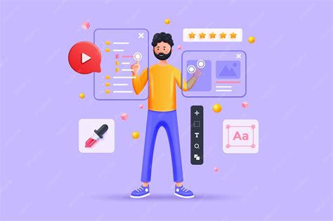 Premium Vector Modern 3d Illustration Of Young Man Designer