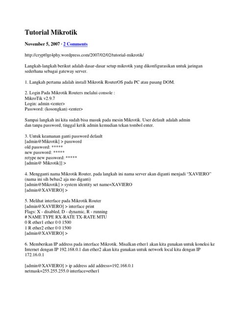 Tutorial Microtik Router Os 2 Pdf