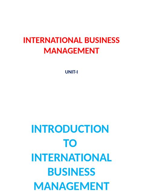 Ib Unit I Pdf Policy Multinational Corporation
