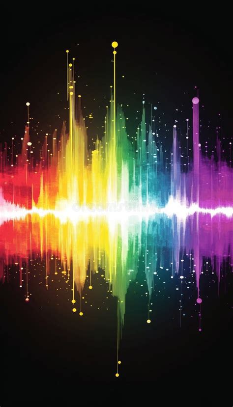 Spectrum Of Sound Abstract Rainbow Soundwave On Black Background For Music Visualizations Stock