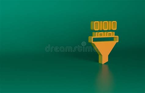 Orange Binary Code Icon Isolated On Green Background Minimalism Concept Stock Illustration