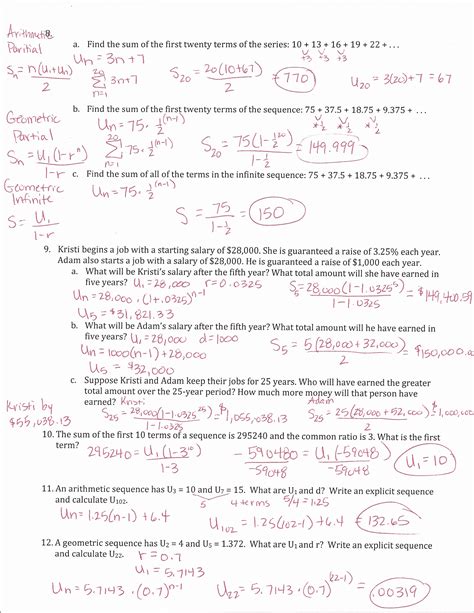 arithmetic sequences worksheet 1 answer key — db