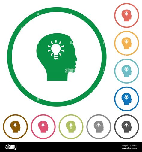 Set Of Idea Color Round Outlined Flat Icons On White Background Stock Vector Image And Art Alamy