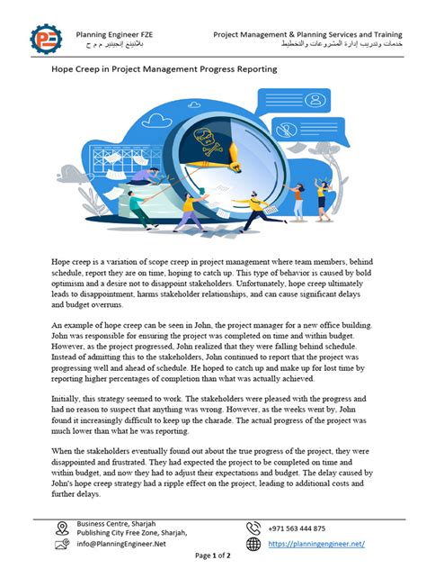 Hope Creep In Project Management Progress Pdf Project Management Psychological Concepts