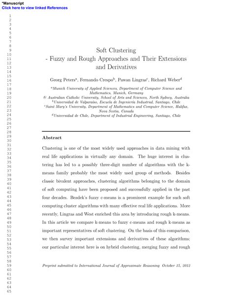 Pdf Soft Clustering Fuzzy And Rough Approaches And Their Extensions And Derivatives