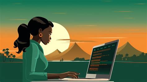 Premium Photo Black Woman Coding In The Desert