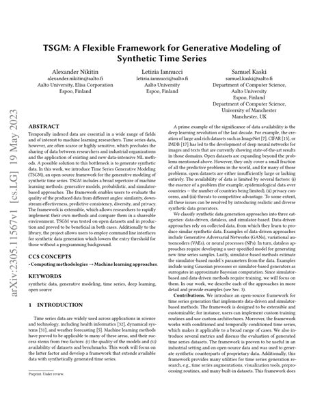 Pdf Tsgm A Flexible Framework For Generative Modeling Of Synthetic