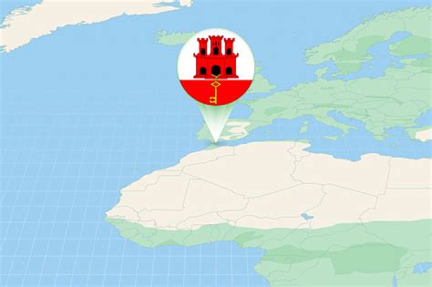 국기가 있는 지브롤터의 지도 그림 지브롤터와 주변 국가의 지도 제작 삽화 기에 대한 스톡 벡터 아트 및 기타 이미지 기