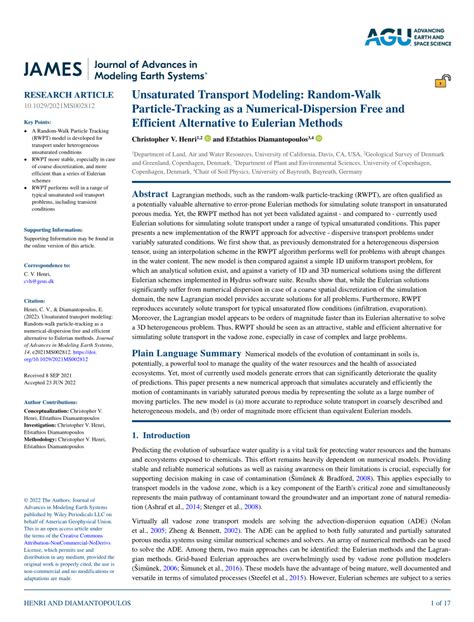 Pdf Unsaturated Transport Modeling Random‐walk Particle‐tracking As