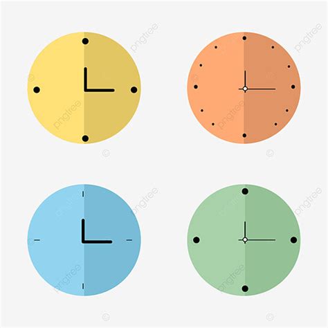 Flat Style Illustration Vector Design Images Set Of Analog Wall Clocks With Colorful Frames
