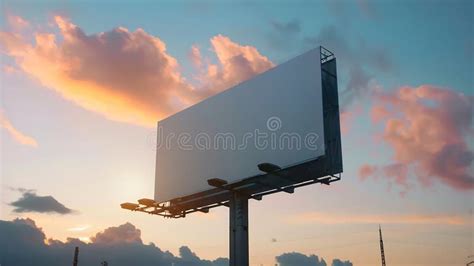 Generative Ai Mock Up Blank Wide White Billboard Against Warm Sunset