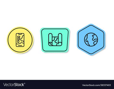 Set Line City Map Navigation Folded And Earth Vector Image