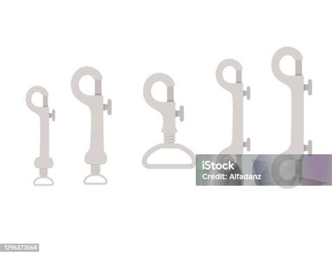 금속 발톱 걸쇠 알파인 등반 장비 평면 벡터 일러스트 의 큰 세트는 흰색 배경에 격리 카라비너에 대한 스톡 벡터 아트 및 기타 이미지 카라비너 가방 갈고리 발톱