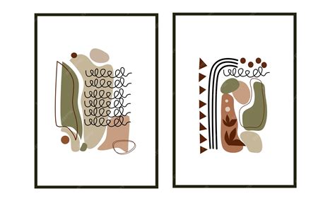 Premium Vector Abstract Hand Drawn Organic Shapes Wall Art