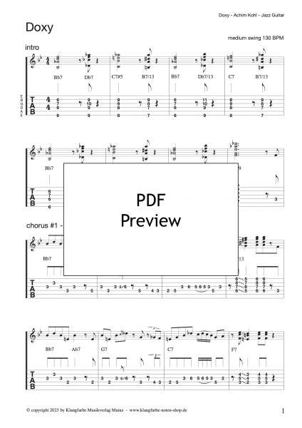 Klangfarbe Musikverlag Noten Shop Doxy Jazz Blues Solo Achim Kohl