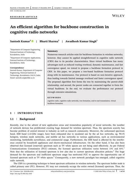An Efficient Algorithm For Backbone Construction In Cognitive Radio Networks Request Pdf