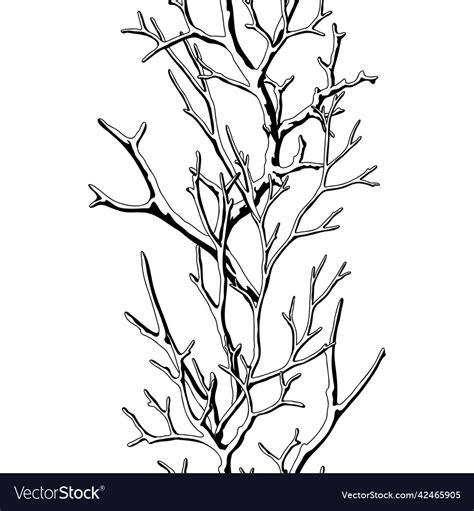Seamless Pattern With Dry Bare Branches Royalty Free Vector
