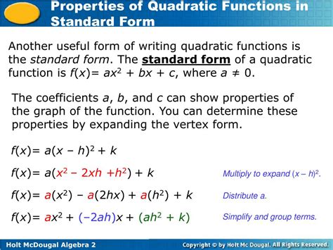 PPT Properties Of Quadratic Functions In Standard Form PowerPoint Presentation ID