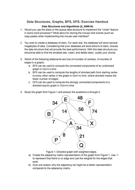 W3 Ds Bfs Dfs Exercises Handout Data Structures Graphs Bfs Dfs