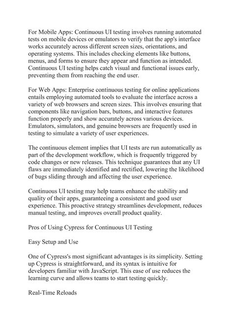 Continuous Ui Testing Using Cypress Pros And Conspdf