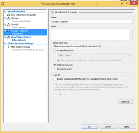 Hyper V Set Up An Internal Network For Hostguest File And Service Sharing