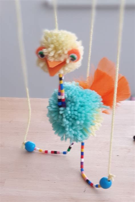 Pompon Vogel Marionet Marionet Maken Knutselen 8 Jaar Pom Pom Ambachten
