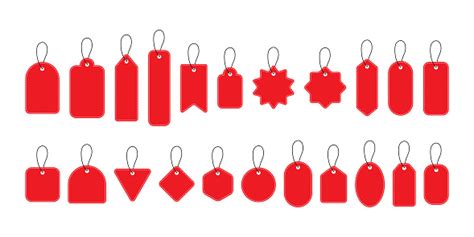 빨간색 레이블 빈 판매 태그를 흰색 점선과 코드로 설정합니다 블랙 프라이데이 특별 행사 쇼핑 할인 라벨 선물 카드에 대한 스톡 벡터 아트 및 기타 이미지 Istock