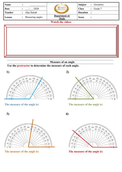 Worksheet Measuring Angles Part 2