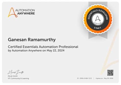 Essentials Certification Intelligent Automation Certifications Automation Anywhere University
