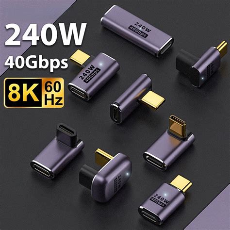 240W Fast Charging USB C To Type C Adapter 40Gbps 8K HD Video Audio Male To Female Converter For