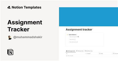 Assignment Tracker Template By Muhammad Shakir Notion Marketplace