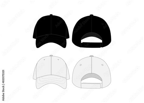 Hat Dad Cap Vector Mockup Hat Technical Drawing Illustration Cap Hat Outline Template Flat
