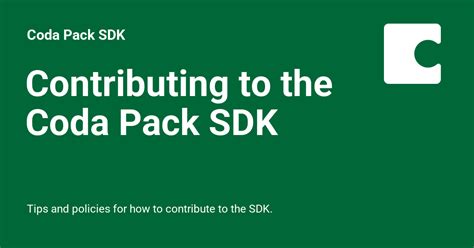 Contributing To The Coda Pack Sdk Coda Pack Sdk
