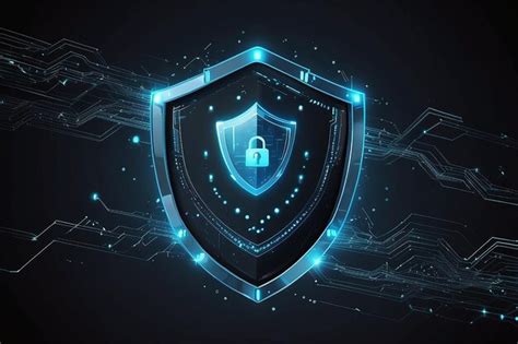 Premium Photo Shield Icon Cyber Security Digital Data Network