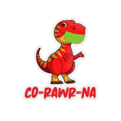 Funny Dino Kiss Cut Stickers Co Rawr Na Graphic Dinosaur Etsy
