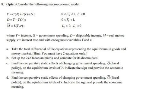 8 5pts Consider The Following Macroeconomic