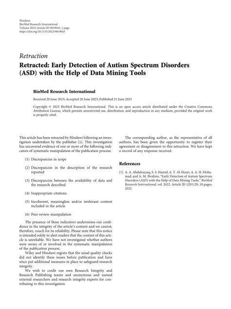 Pdf Retracted Early Detection Of Autism Spectrum Disorders Asd With The Help Of Data Mining