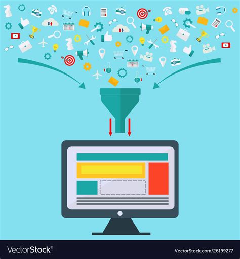creative process big data filter data tunnel vector image