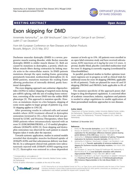 PDF Exon Skipping For DMD