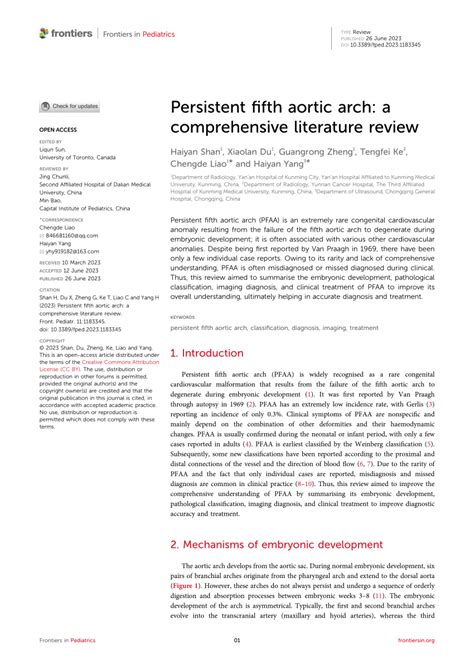 Pdf Persistent Fifth Aortic Arch A Comprehensive Literature Review
