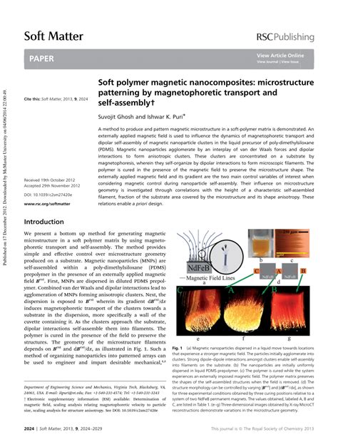 Pdf Soft Polymer Magnetic Nanocomposites Microstructure Patterning By Magnetophoretic