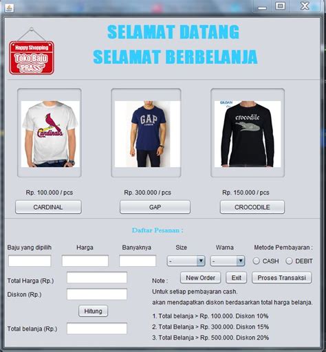 Aplikasi Kasir Toko Baju Berbasis Java Gui Judul Situs