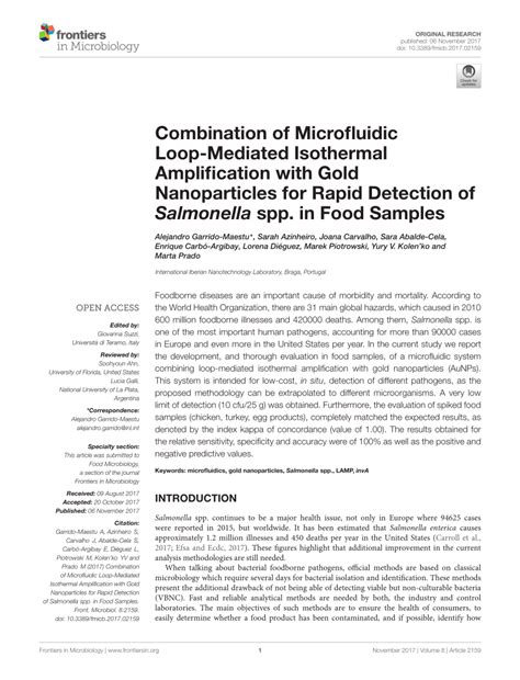 Pdf Combination Of Microfluidic Loop Mediated Isothermal Amplification With Gold Nanoparticles