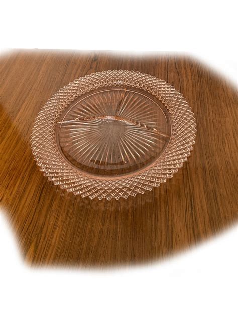 Pink Anchor Hocking Depression Glass Divided Grill Plate Etsy