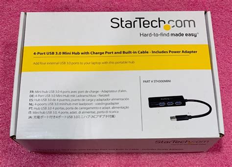 Used StarTech 4 Port Powered USB 3 0 Hub Small USB W Charge Port ST4300MINI UBB Threads