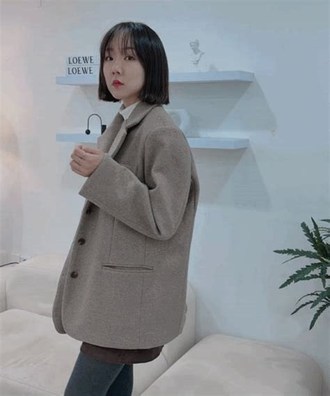 하객룩 루즈핏 오버핏 울자켓 하프코트 숏코트 블레이저 에이블리